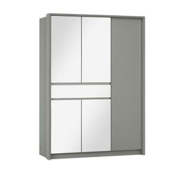 SCHWEBET&Uuml;RENSCHRANK RUMBLE 151/217/65 cm 2-t&uuml;rig mit Spiegel Grau