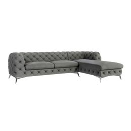 ECKSOFA Chesterfield Laura Grau Samt