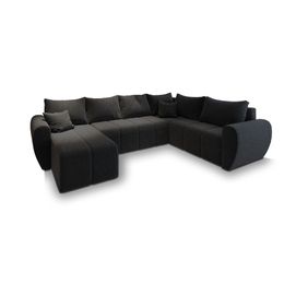 WOHNLANDSCHAFT MADISON XL R-S Schwarz D&uuml;nner Stoff mit Schlaffunktion