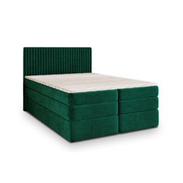 BOXSPRINGBETT FELBIO 160x200 cm mit Matratze und Topper - Gr&uuml;n