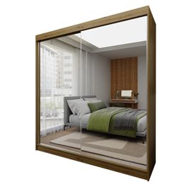 SCHWEBET&Uuml;RENSCHRANK BELLINA 200/216/61 cm 2-t&uuml;rig mit Spiegel Eiche Artisan