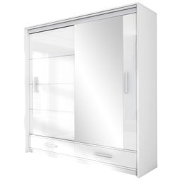 SCHWEBET&Uuml;RENSCHRANK SENNA 208/222/61 cm 2-t&uuml;rig mit Spiegel Wei&szlig;