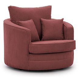 DREHSESSEL Ted aus Terrakotta Cord-Stoff