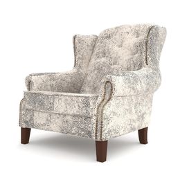 CHESTERFIELD-SESSEL Anton Wei&szlig; Microfaser Vintageoptik