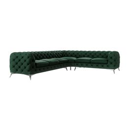 ECKSOFA Chesterfield Laura Flasche Gr&uuml;n Samt