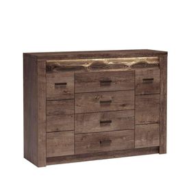 KOMMODE ZERI 137/103,5/42cm mit 4 Schubladen 2 T&uuml;ren Braun
