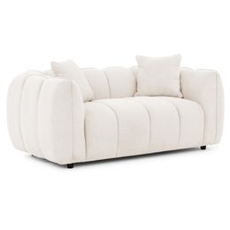 2-SITZER SOFA Nubira in tief gesteppter Bubble-Optik aus weichem Creme Strukturstoff im modernen Design
