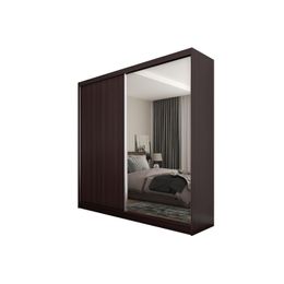 SCHWEBET&Uuml;RENSCHRANK PATRIZIA 200/216/61 cm 2-t&uuml;rig mit Spiegel Wengefarben