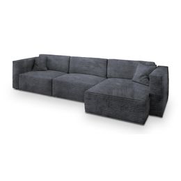 ECKSOFA TOLMO Graphitfarben Kordstoff mit Schlaffunktion