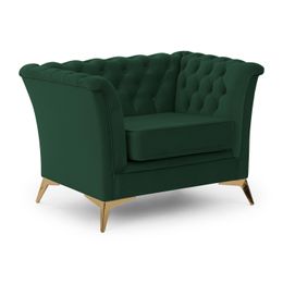 CHESTERFIELD-SESSEL Whitby Flaschengr&uuml;n Samt mit goldenen F&uuml;&szlig;en