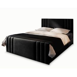 BOXBETT KANES 180x200 cm mit Matratze und Topper - Schwarz