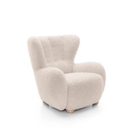 SESSEL MIST, Polstersessel Klassisch Loungesessel, Bucle-Stoff Creme