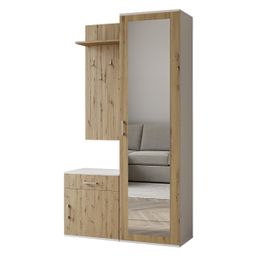 GARDEROBENSCHRANK VENTO 100/180,5/35 cm Modern Garderobe-Set Wei&szlig;