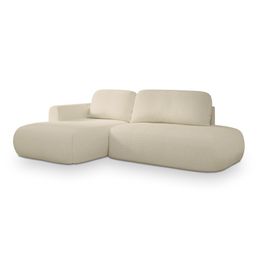 ECKSOFA NUVIRA L-S Creme Boucle-Stoff mit Schlaffunktion