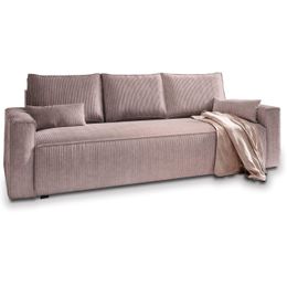 BETTSOFA MENI Lila Kordstoff mit Schlaffunktion