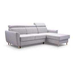 ECKSOFA SAPORE Grau Geflochtener Stoff mit Schlaffunktion