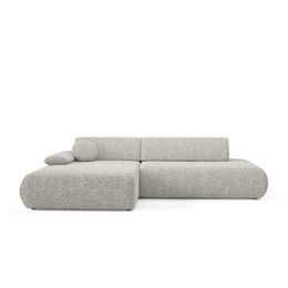 ECKSOFA DELTA L-S Grau Geflochtener Stoff mit Schlaffunktion