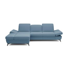 ECKSOFA FELICE L-S Blau Geflochtener Stoff mit Schlaffunktion
