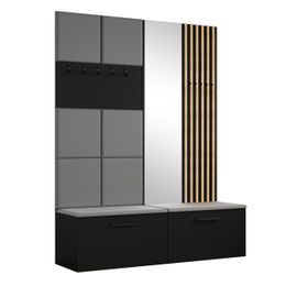 GARDEROBENSCHRANK MODULO 161,2/204/40 cm Modern Garderobe-Set Schwarz