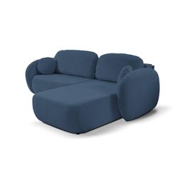 ECKSOFA AMICO R-S Dunkelblau Geflochtener Stoff mit Schlaffunktion