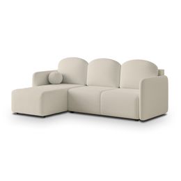ECKSOFA SUVINO Creme Boucle-Stoff mit Schlaffunktion