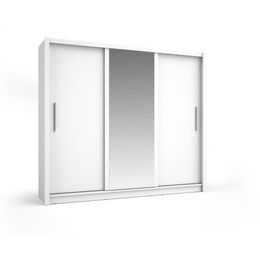 SCHWEBET&Uuml;RENSCHRANK FRISKA 247,8/215/61,6cm 3-t&uuml;rig mit Spiegel Wei&szlig;