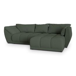 ECKSOFA ORENTI R-S Gr&uuml;n Boucle-Stoff mit Schlaffunktion
