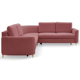 ECKSOFA VELA L-S Dunkelrot Velours-Stoff mit Schlaffunktion