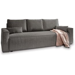 BETTSOFA MENI Graphitfarben Kordstoff mit Schlaffunktion