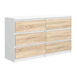 KOMMODE NUDO 120/78,5/39cm mit 6 Schubladen T&uuml;ren Wei&szlig;