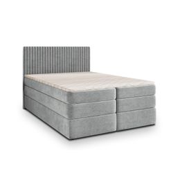 BOXSPRINGBETT FELBIO 140x200 cm mit Matratze und Topper - Hellgrau