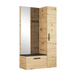 GARDEROBENSCHRANK MODULO 120,6/204/40 cm Modern Garderobe-Set Eiche Artisan