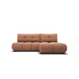 ECKSOFA CORSO R-S Orange Boucle-Stoff mit Schlaffunktion