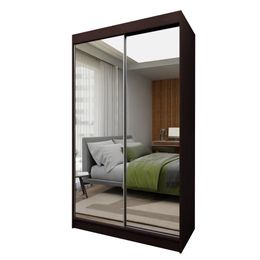 SCHWEBET&Uuml;RENSCHRANK BELLINA 120/216/61 cm 2-t&uuml;rig mit Spiegel Wengefarben