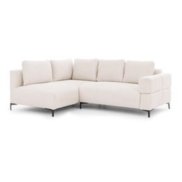 ECKSOFA Cardea in Bubble-Optik aus weichem Creme Strukturstoff mit hohem Sitzkomfort - Ottomane links