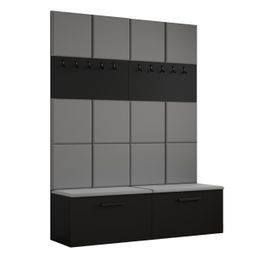 GARDEROBENSCHRANK MODULO 161,2/204/40 cm Modern Garderobe-Set Schwarz