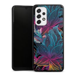 DeinDesign Galaxy A33 5G Handy Slim Case extra d&uuml;nn Silikon Handyh&uuml;lle schwarz H&uuml;lle Neon Colourful Flowers Silikon Slim Case