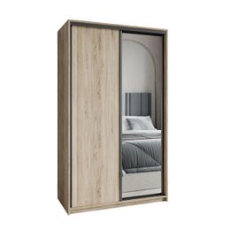 SCHWEBET&Uuml;RENSCHRANK TAVI 120/205/60 cm 2-t&uuml;rig mit Spiegel Sonoma Eiche