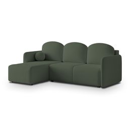 ECKSOFA SUVINO Gr&uuml;n Boucle-Stoff mit Schlaffunktion