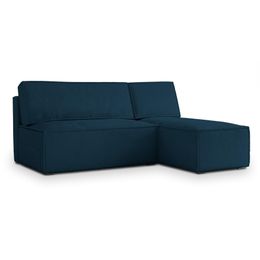 ECKSOFA BRISO M Blau Velours-Stoff mit Schlaffunktion