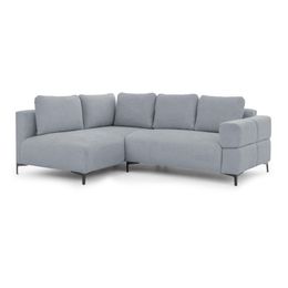 ECKSOFA Cardea in Bubble-Optik aus weichem Grau Strukturstoff mit hohem Sitzkomfort - Ottomane links