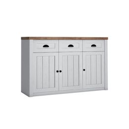 SIDEBOARD L&eacute;andre Wei&szlig; und Holz