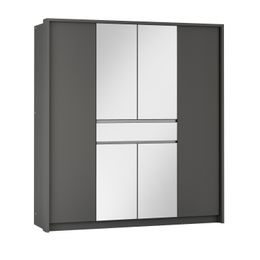 SCHWEBET&Uuml;RENSCHRANK RUMBLE 200/217/65 cm 3-t&uuml;rig mit Spiegel Graphitfarben