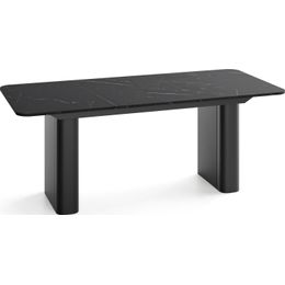 ESSTISCH Riven rechteckig ausziehbar verl&auml;ngerbar mit Butterfly-Auszug, Schwarz Marmor Kupfer 180-276/90/76 cm