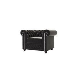 CHESTERFIELD-SESSEL Nyx Schwarz Samt