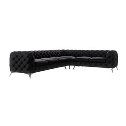 ECKSOFA Chesterfield Laura Schwarz Samt