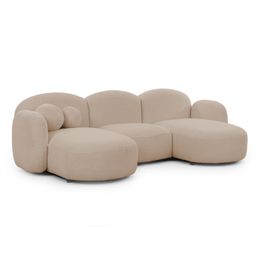 WOHNLANDSCHAFT Nuvola mit abgerundetem Design Hellbeige Boucl&eacute;-Stoff