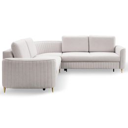 ECKSOFA VELA L-S Beige Velours-Stoff mit Schlaffunktion