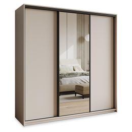 SCHWEBET&Uuml;RENSCHRANK TAVI 200/205/60 cm 3-t&uuml;rig mit Spiegel Kaschmir