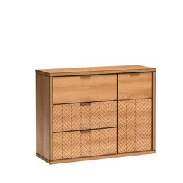 KOMMODE CARINI 117,5/90/40,6cm mit 3 Schubladen 1 T&uuml;ren Eichefarben